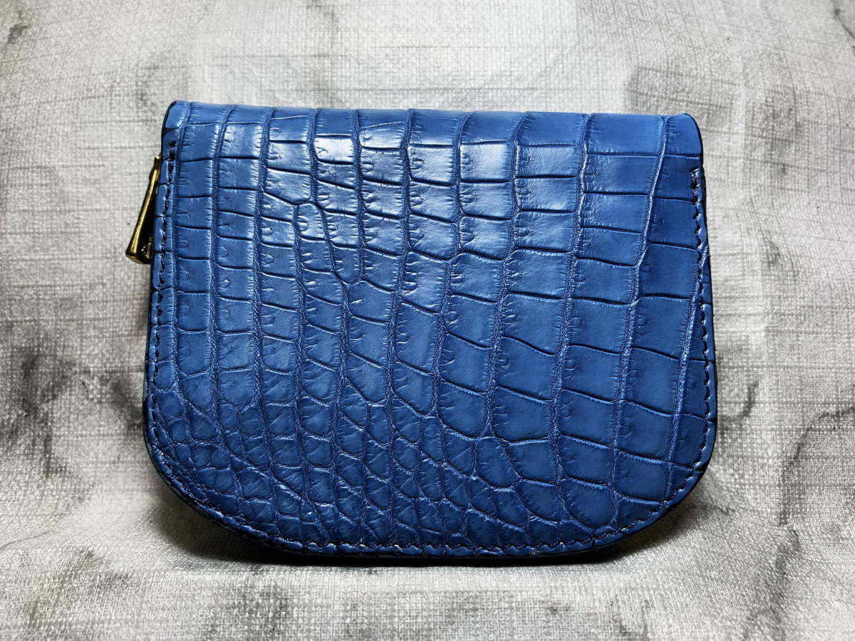 ポロサス×ドラーロ センターカット：本藍染 firebird AK.17 ラウンドミニマルウォレット コレクションやプレゼントにも(二つ折り ...