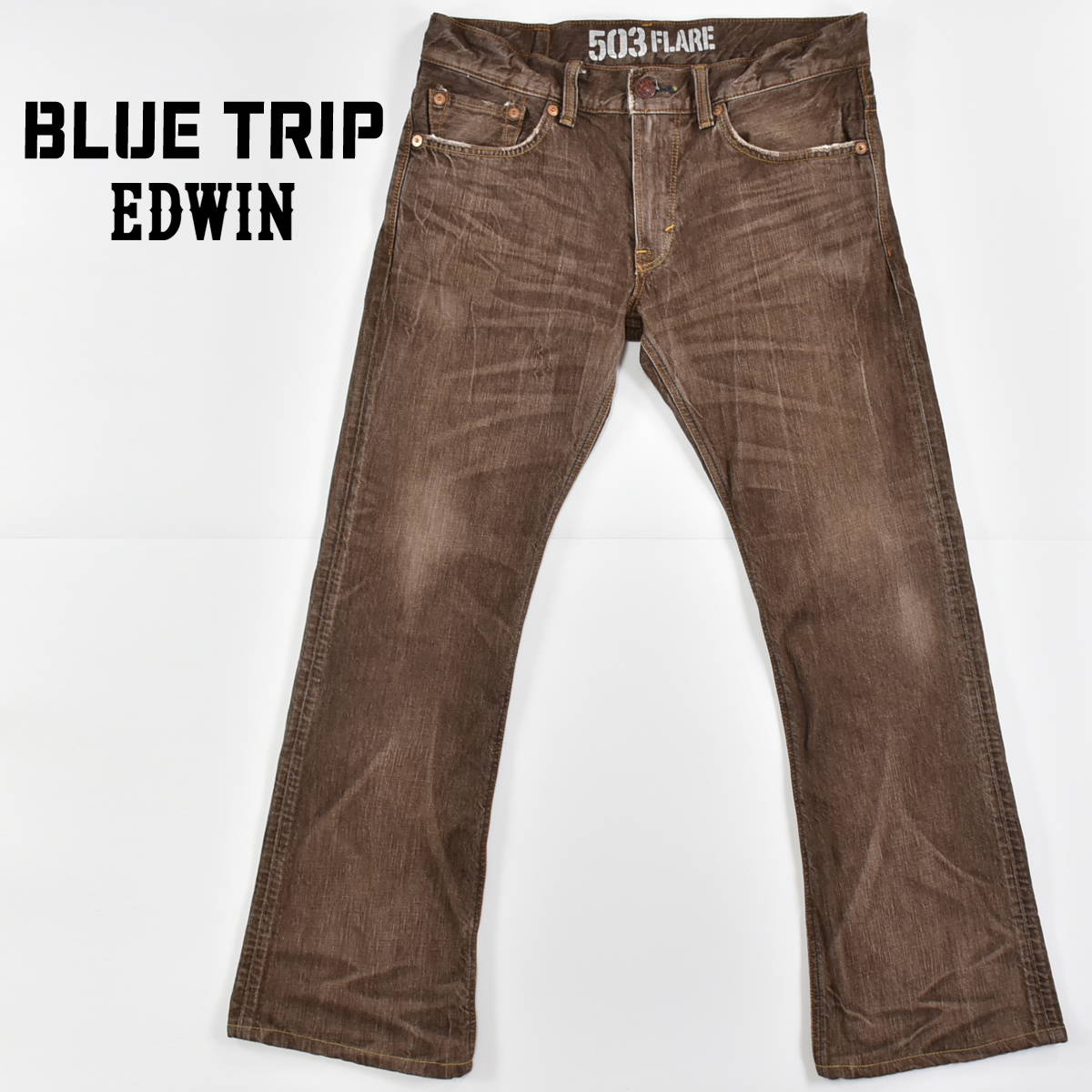 EDWIN エドウイン BLUE TRIP ブルートリップ 日本製 503 FLARE ブーツカット ユーズド加工 デニム ジーンズ パンツ ...