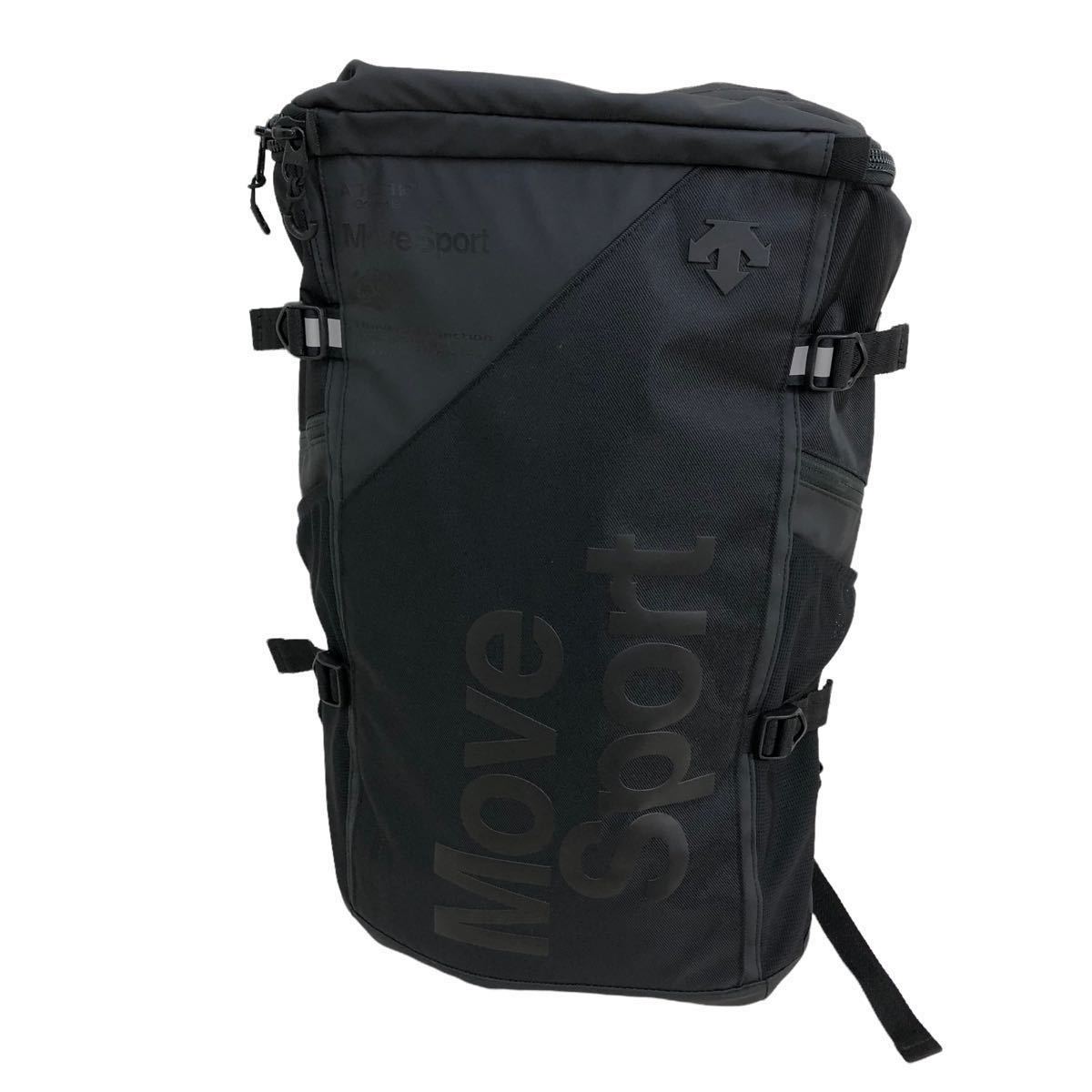 h014 ほぼ DESCENTE デサント Move Sport 約40L 大容量 スクエア リュック バックパック バッグ 黒系 大きめ 鞄 ...