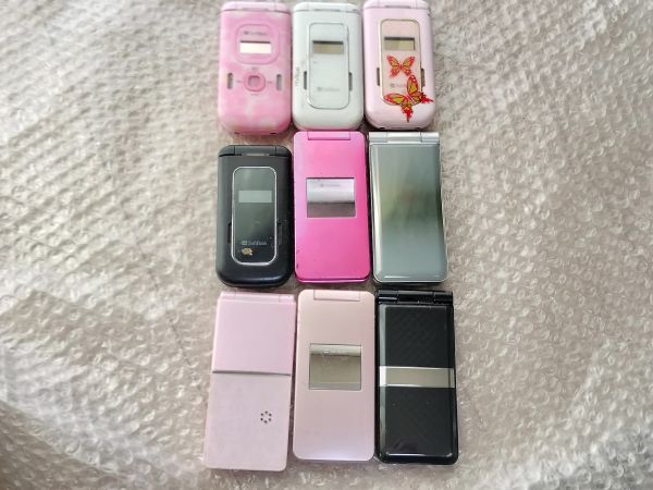 動作未確認 ジャンク ガラケー 9台まとめ出品 softbank 810T/811T/821N/830P/831P/832SH/832SHs ...
