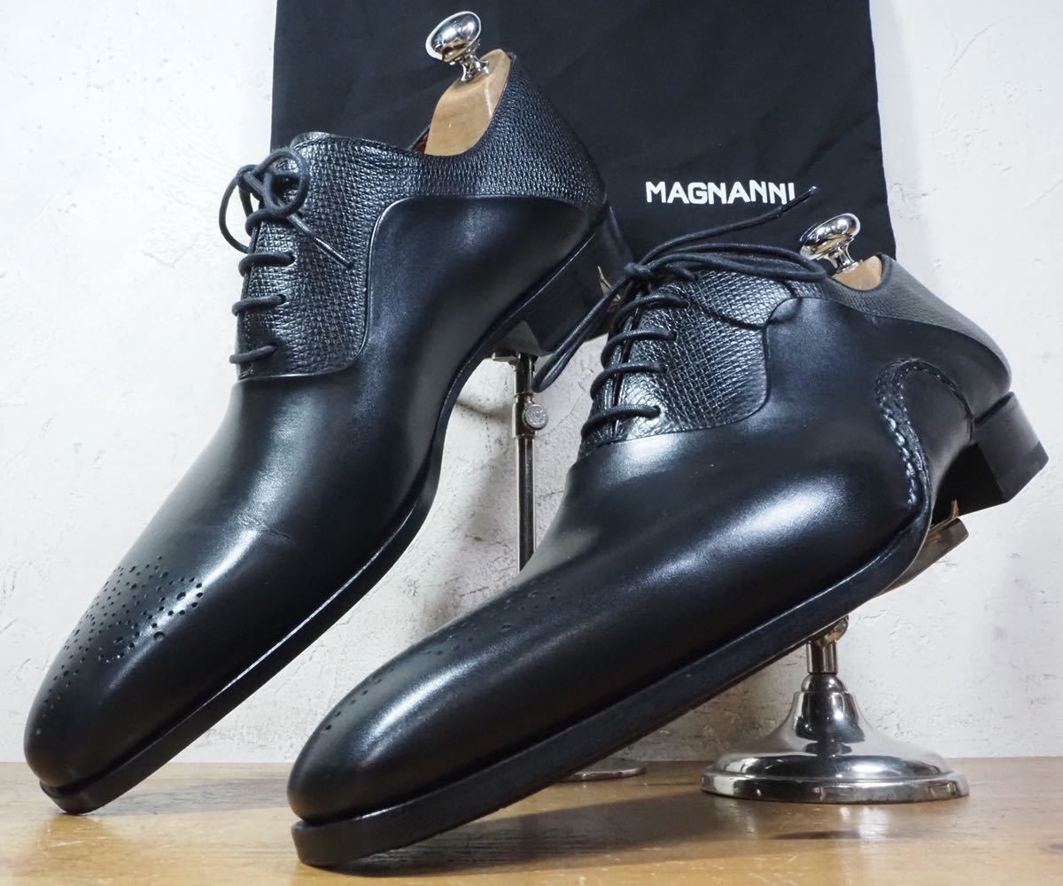 試し履きのみ/ SPAIN製 MAGNANNI/マグナーニ オパンケ製法 ドレスシューズ 41 26cm相応 ブラック /santoni ...