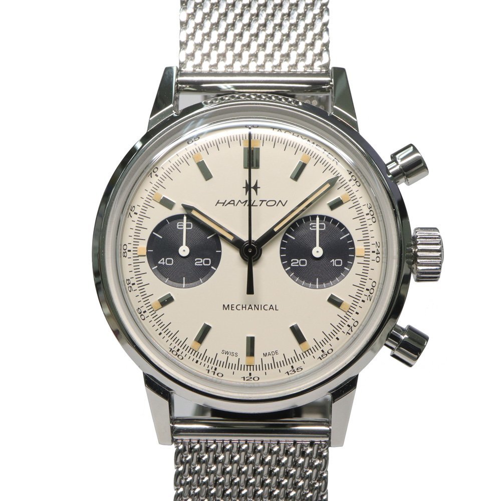 【名古屋】【1円】ハミルトン イントラマティック クロノグラフH H38429110 SS 白文字盤 手巻 メンズ腕時計 男 N2209-03 ...