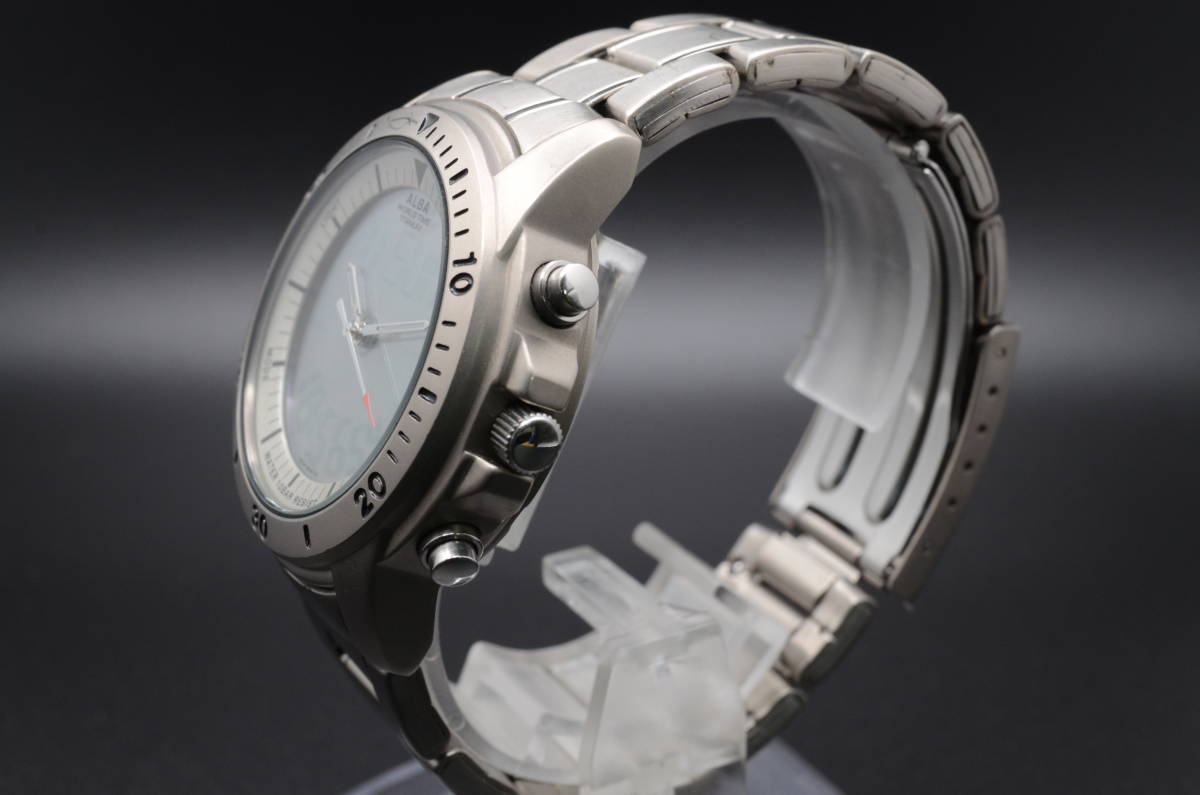 SEIKO セイコー ALBA アルバ NX04-0AD0 チタン メンズ ワールドタイム デジアナ 電池交換済 腕時計 現状品 k-0207 ...