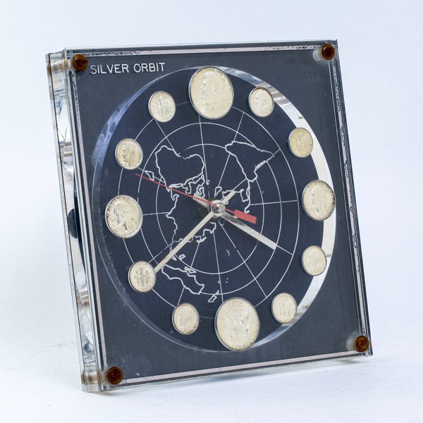 Numismatic Clock by Marion Kay SILVER ORBIT Model No.14 ケネディコイン他 銀貨 12枚 ...