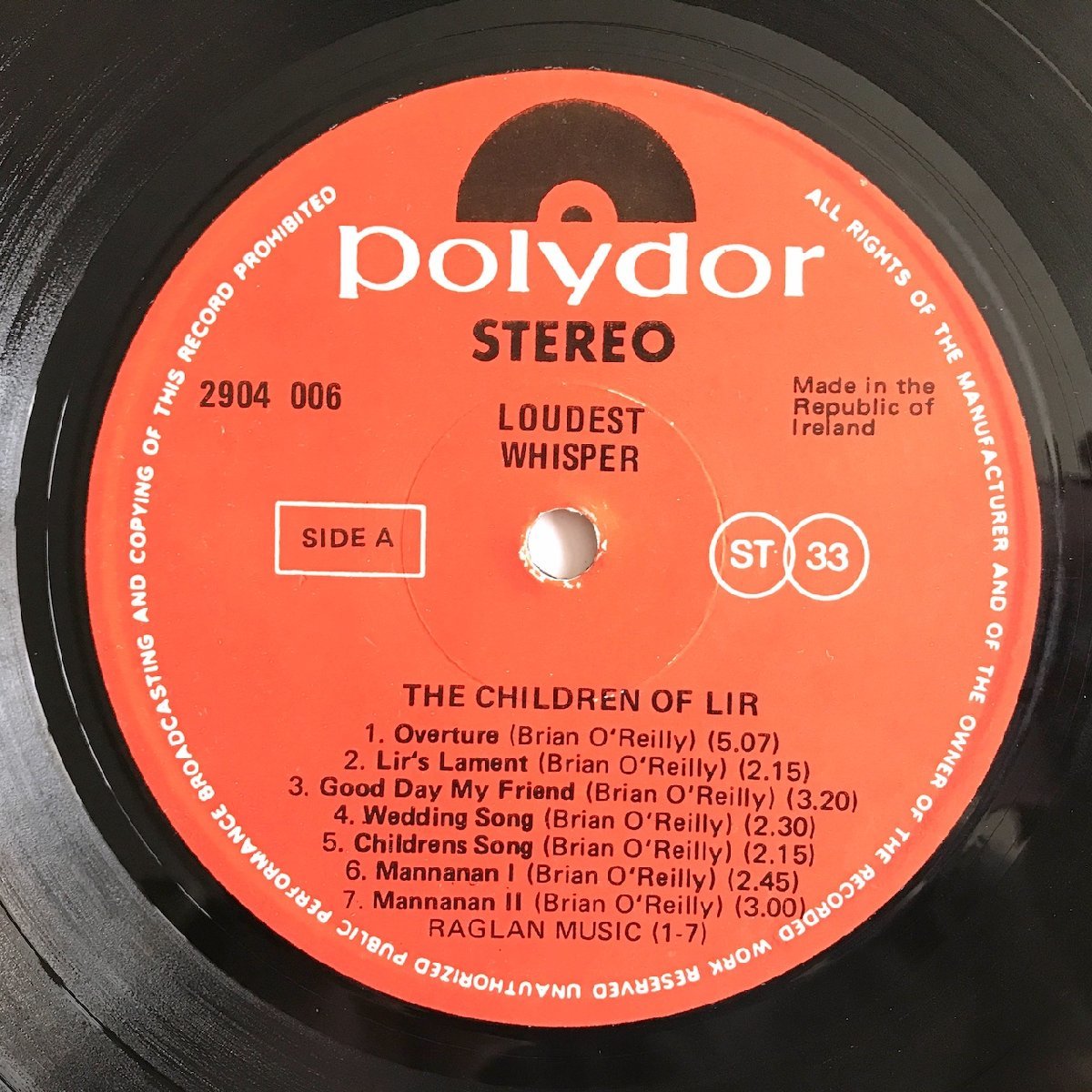 オリジナル LP/ LOUDEST WHISPER / THE CHILDREN OF LIR / アイルランド盤 ACID-FOLK ...