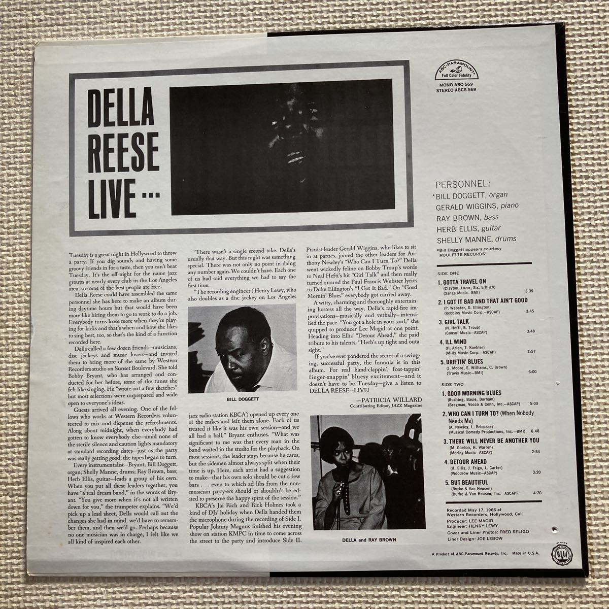 デラ リース DELLA REESE／LIVE... with BILL DOGGETT SHELLY MANNE RAY BROWN HERB ELLIS and BOBBY BRYANT ...
