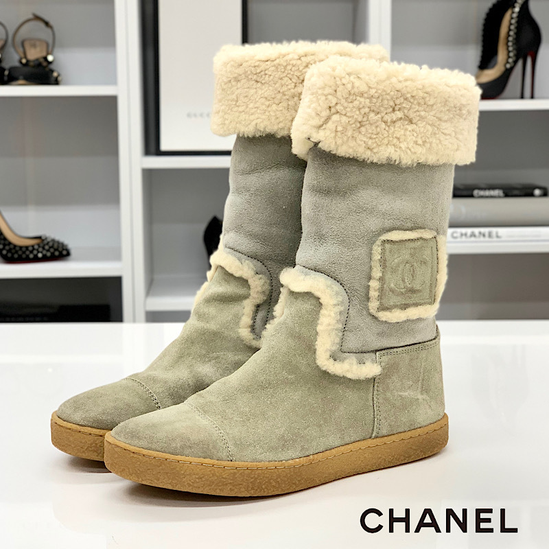 4089 シャネル スウェード ココマーク ムートンブーツ グレー(23.0cm)｜売買されたオークション情報、yahooの商品情報をアーカイブ公開 - オークファン（aucfan.com）