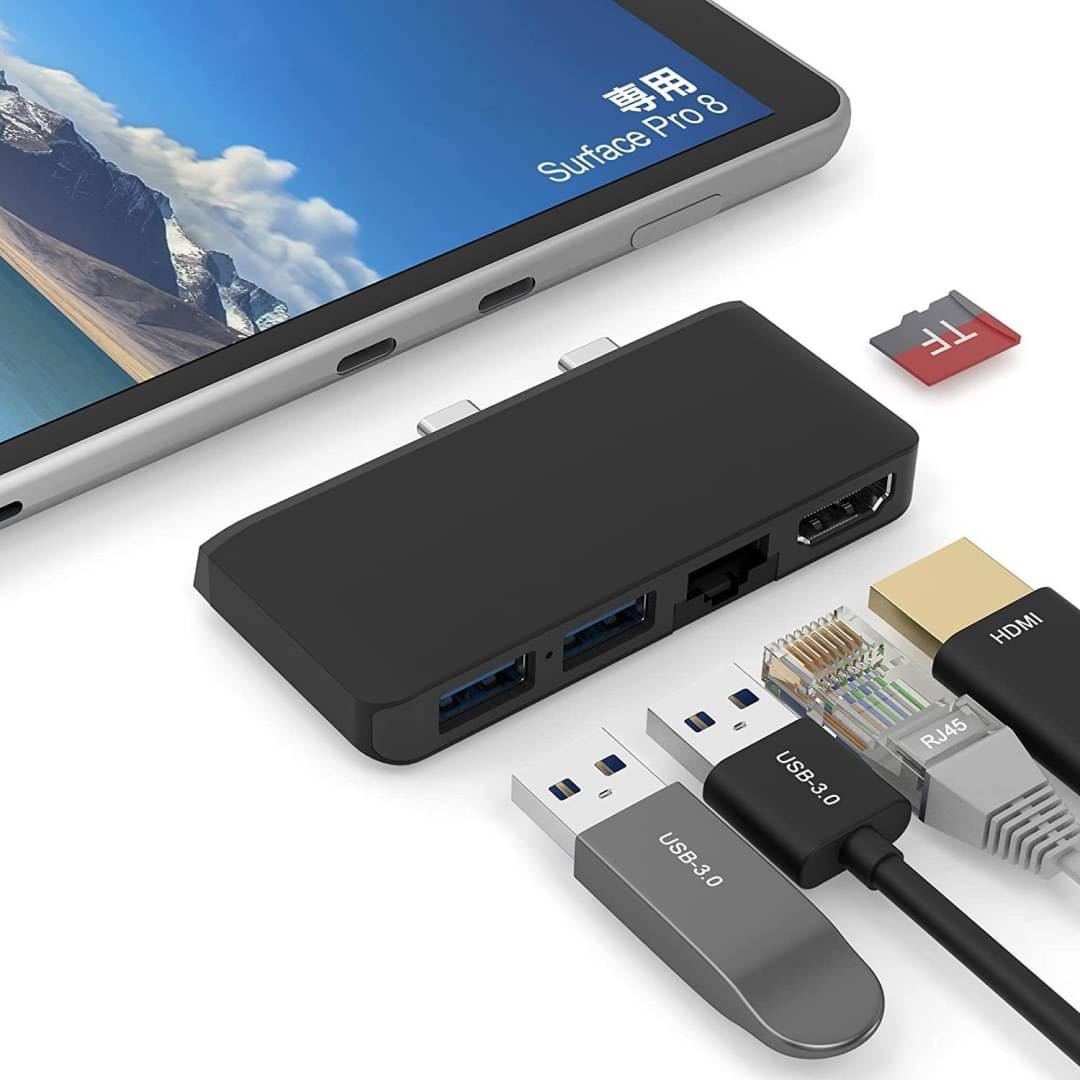 Surface Pro 8 USB ハブ 4K@30Hz HDMIポート + 100Mbps LANネット接続ポート + USB3.0 ポート ...
