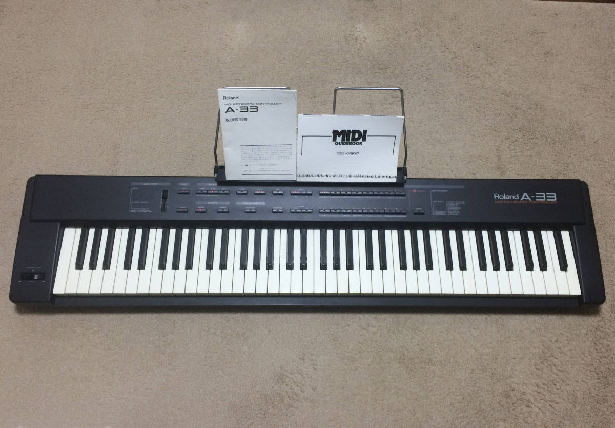 イタリア製/ /取説有 Roland A-33 MIDI キーボード コントローラー 76鍵 / ローランド MIDI鍵盤 Made in ...