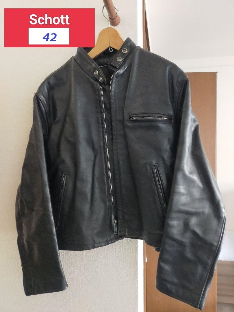 42 / schott 641 シングルライダース レザー ライダース ショット(ライダースジャケット)｜売買されたオークション情報、yahooの商品情報をアーカイブ公開 - オークファン ...