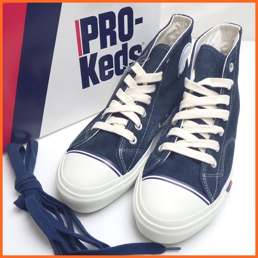 PRO-Keds/プロケッズ ハイカットスニーカー メンズ26.0cm/ネイビー/スエード/サークルパッチ/替紐 外箱付き ...