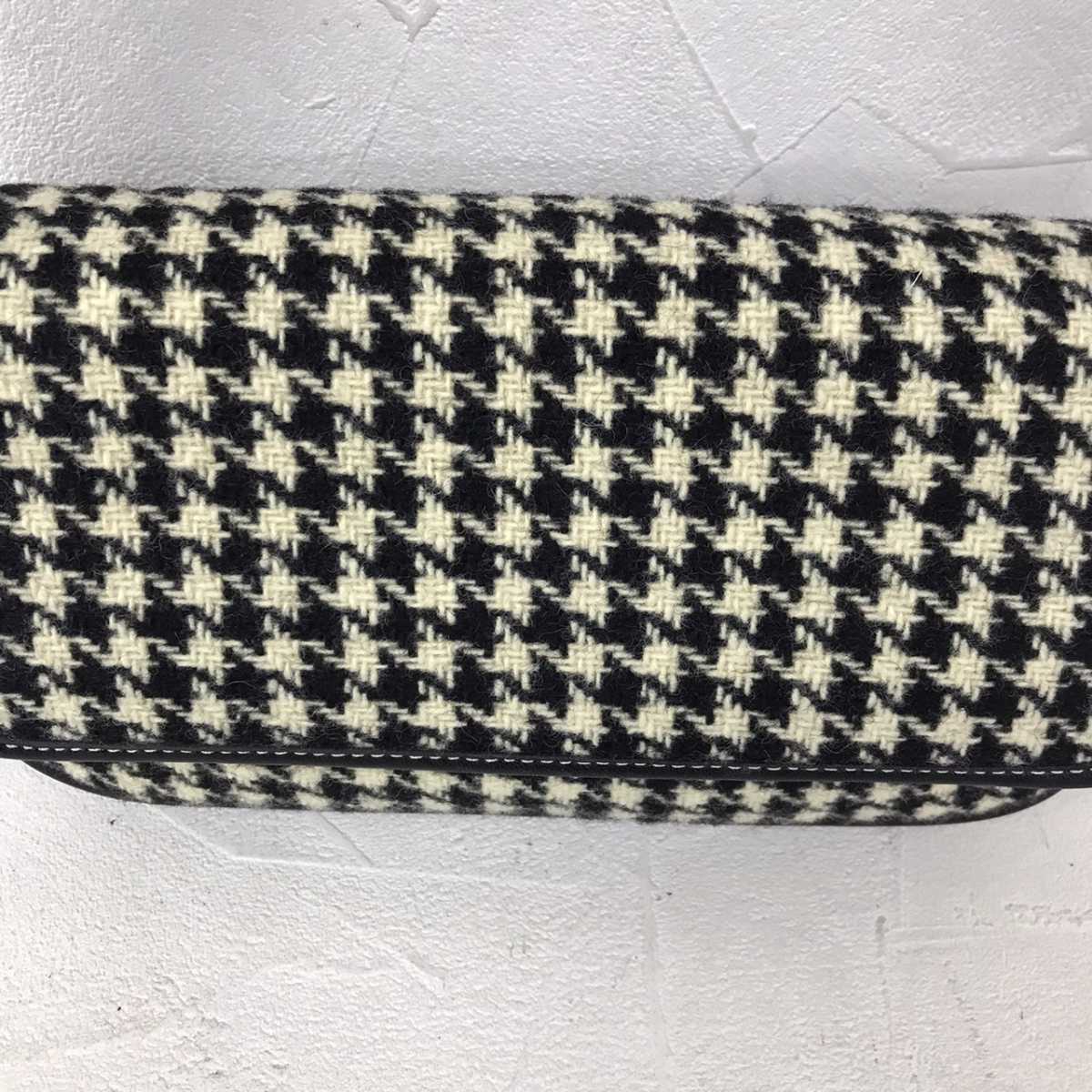 #2 良品 COACH コーチ 8901 千鳥格子 ウール×レザー ミニハンドバッグ トートバッグ ビジネスバッグ 本革 鞄 かばん ...