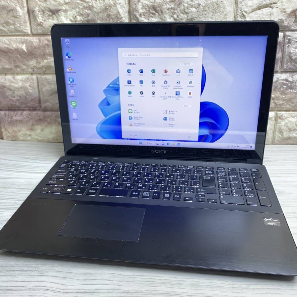 Core i7-3537U SSD512GB SONY VAIO SVF15A18CJB メモリ8GB フルHD WIN11 カメラ Blu ...