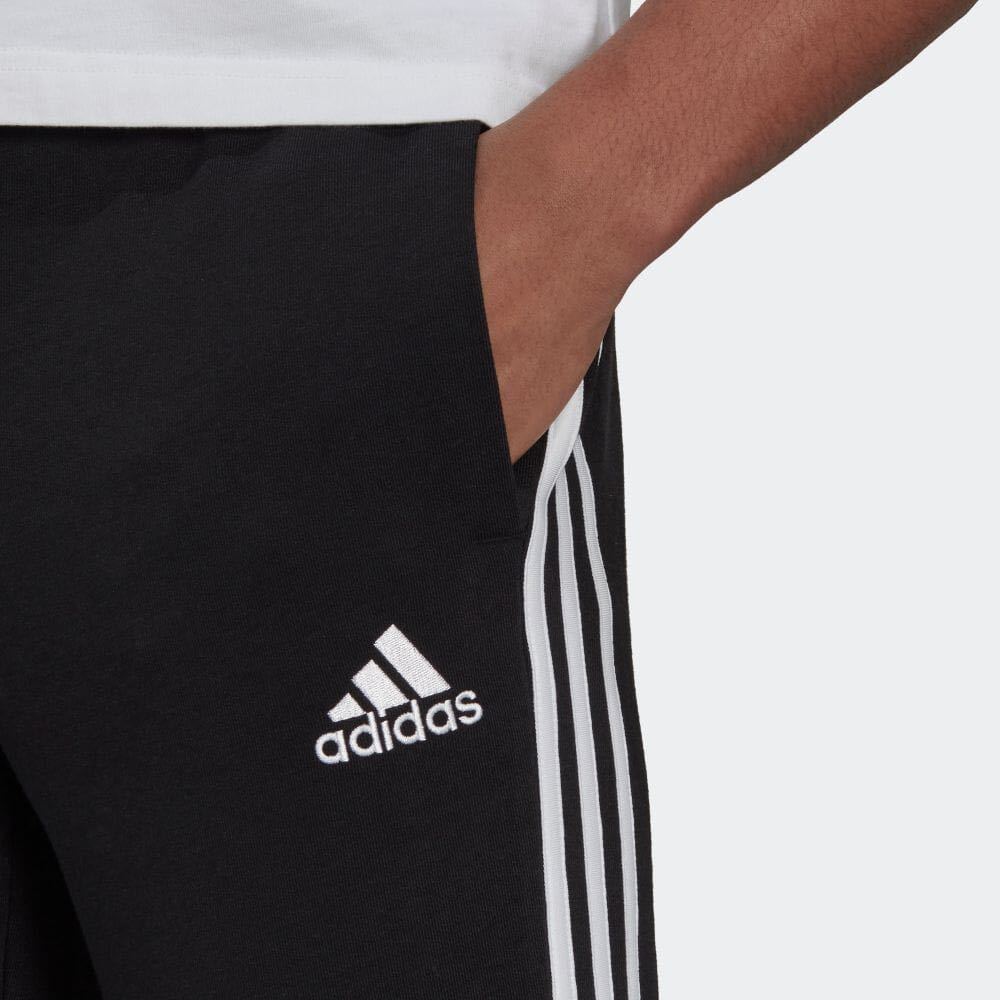 送料210円 XL O adidas アディダス 3/4 ミディアム丈 スウェットパンツ テーパード 黒 ブラック フリース ハーフパンツ ...