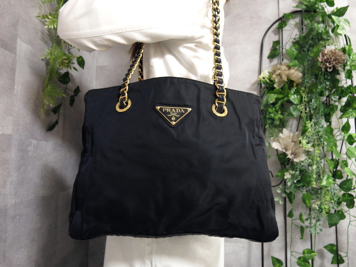 PRADA プラダ ポコノ ナイロン カーフ レザー 本革 チェーン ショルダー バッグ ネイビー G金具 B5 書類 肩掛け Js36743(ショルダーバッグ)｜売買されたオークション情報 ...