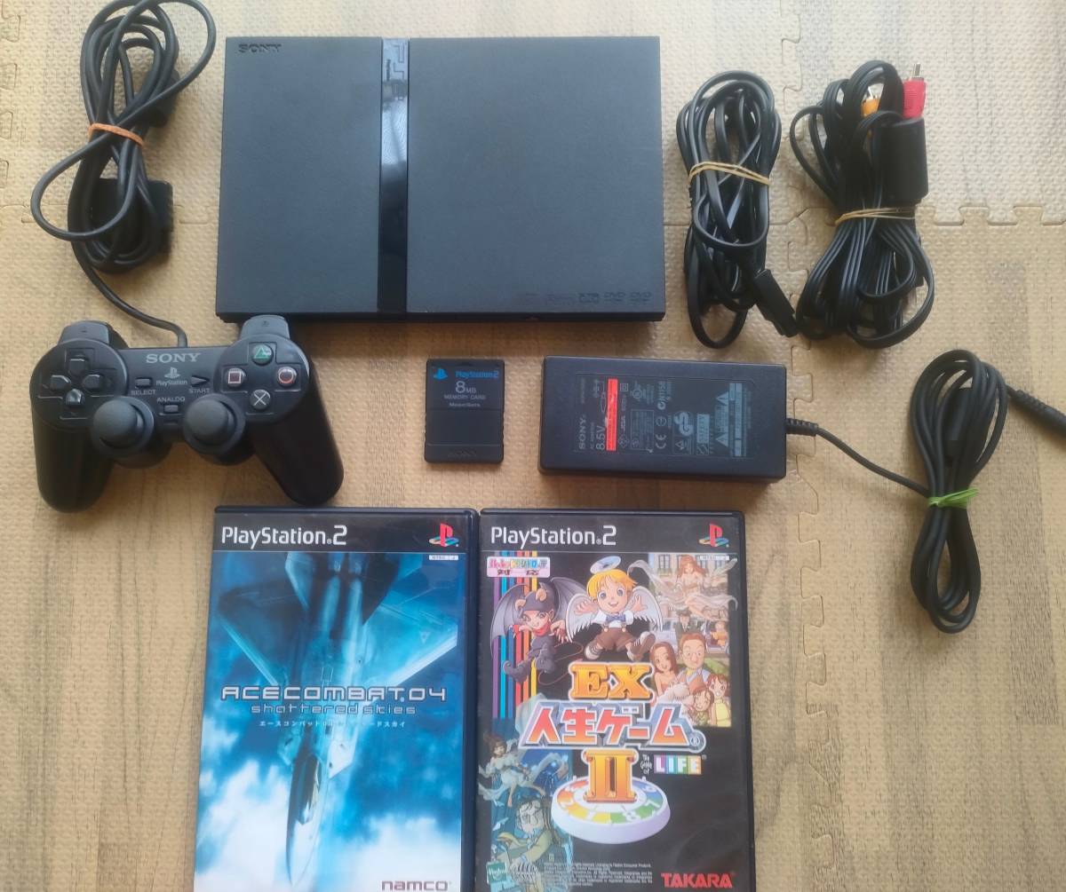 PS2 SCPH-77000 チャコールブラック PS2ソフト2本 メモリーカード すぐ遊べるセット 及び簡易メンテ済(本体)｜売買された ...