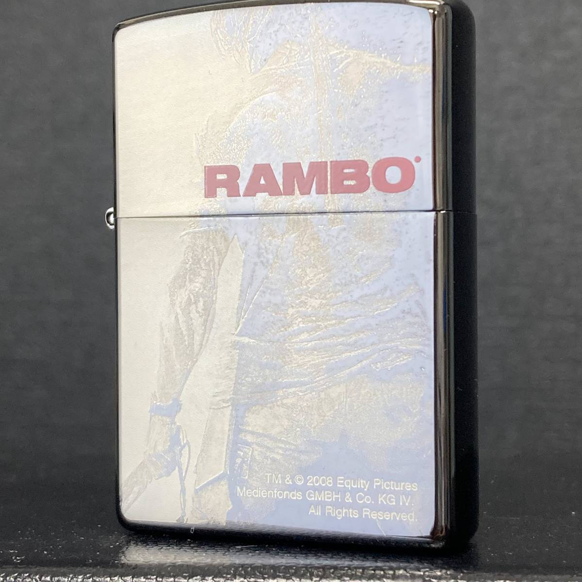 1000円スタート ZIPPO 化粧箱有り 映画 RAMBO シルベスター スタローン オイルライター ジッポー 2008年製 Y0548 ...