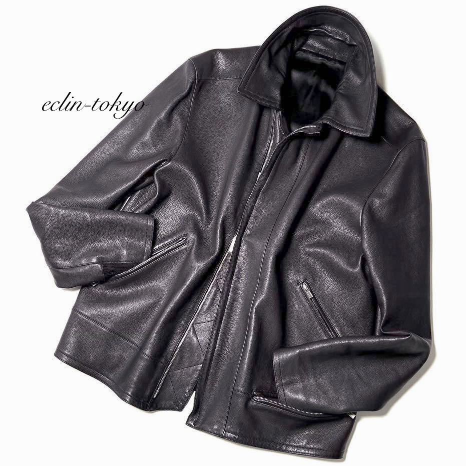 E2545 HERMES エルメス 抜群に美しいダークグレー系 レザー ライダース ジャケット リブニット 世界最高峰のメゾンによる美しい染色(ジャンパー、ブルゾン)｜売買されたオークション ...