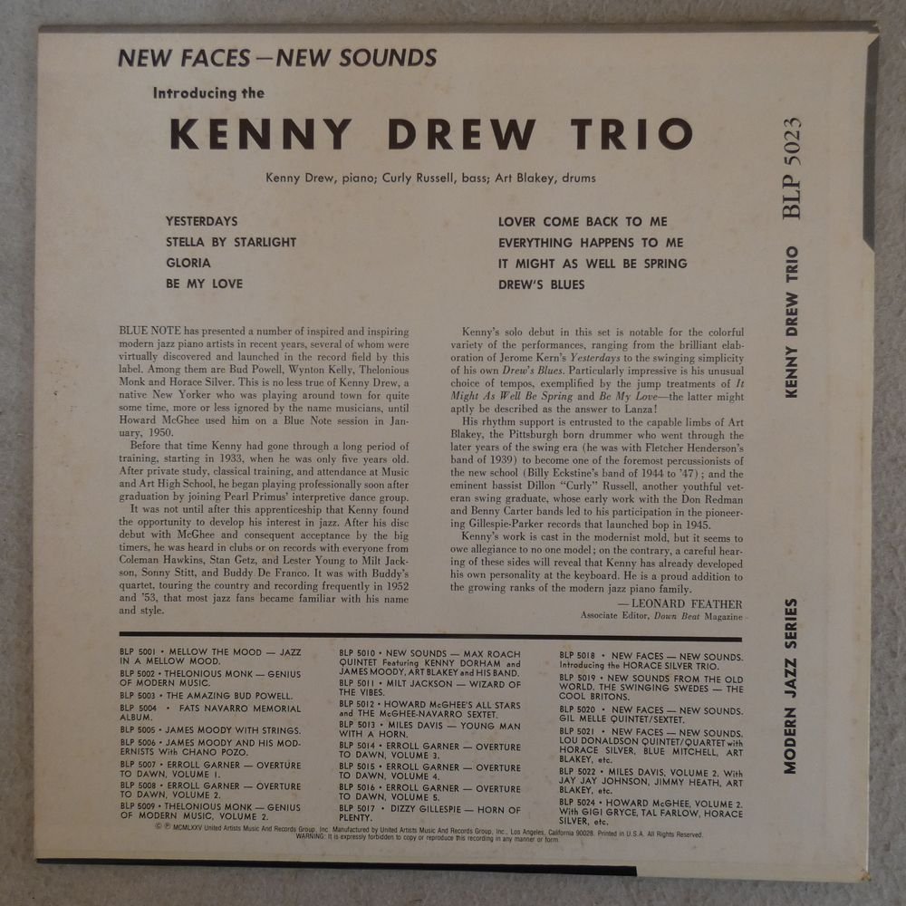 46030019; US盤/BLUE NOTE/10inch The Kenny Drew Trio / New Faces - New ...