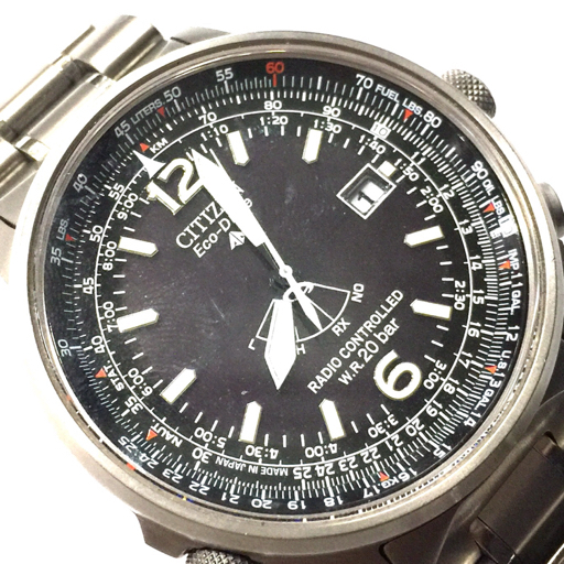 シチズン 電波 腕時計 プロマスター H411-T003745 ラウンド デイト 黒文字盤 エコドライブ メンズ QS093-446(プロマスター)｜売買されたオークション情報、yahooの ...