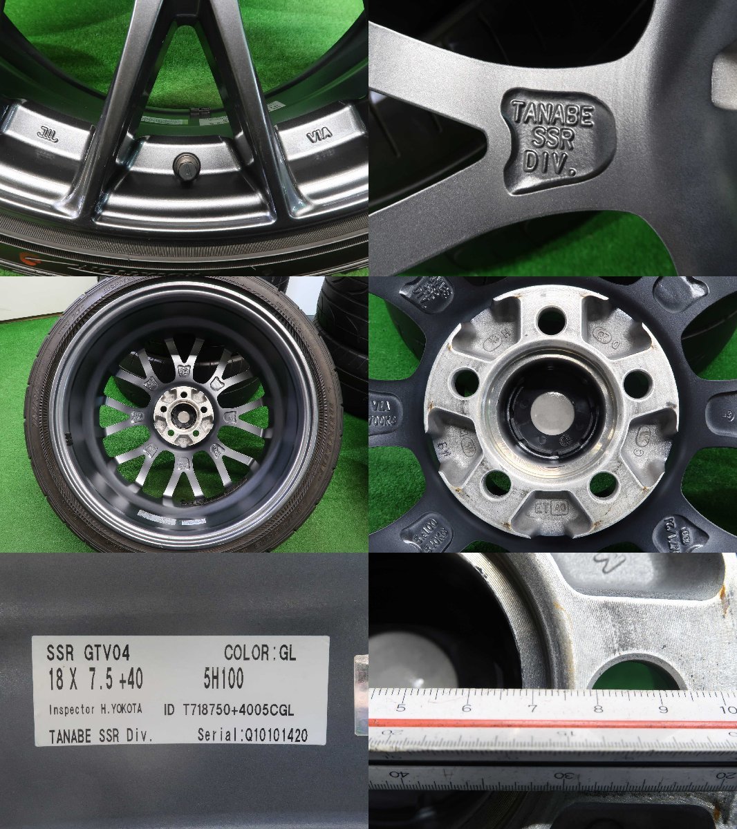 4本 SSR GTV04 18インチ 7.5J +40 5H PCD100 ラジアル ダンロップ ディレッツァ 21年 215/40R18 ...