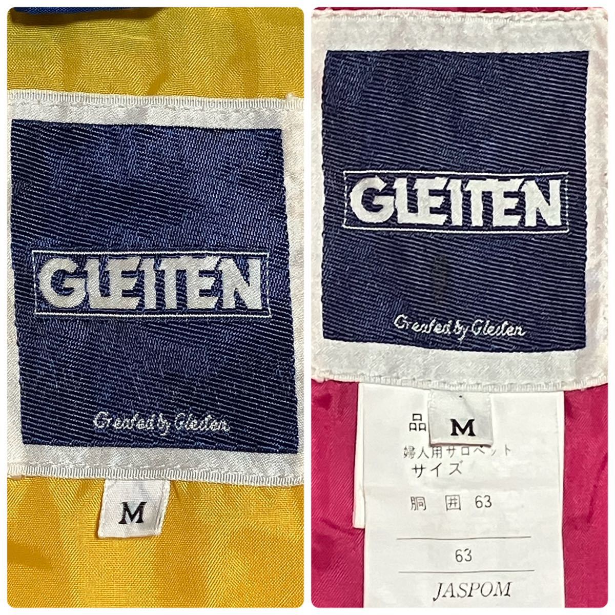 GLEITEN グライテン スキーウェア 上下セット セットアップ ピンク イエロー ナイロン100% 肩紐調節可能 レディースM ...