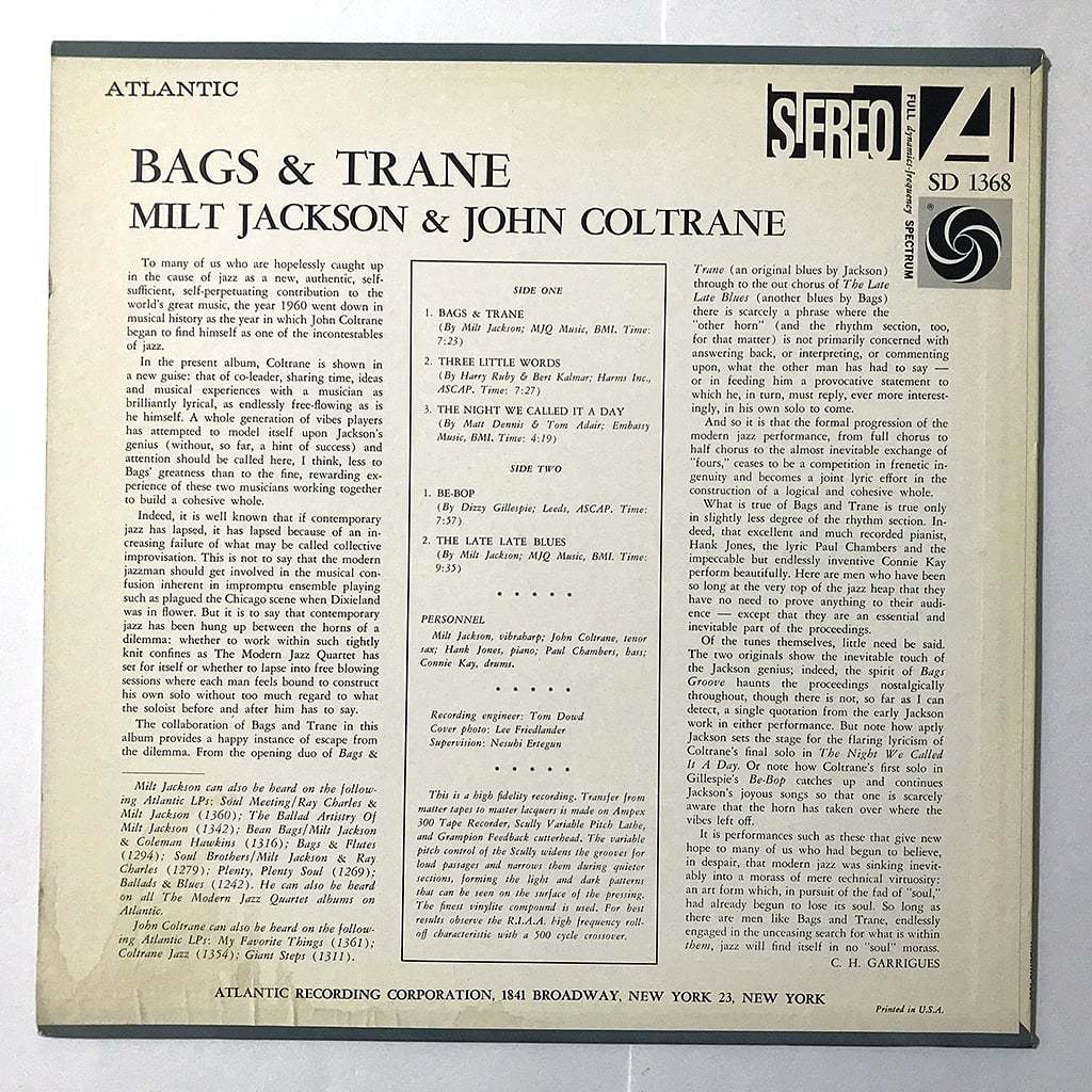 US ORIG LP Milt Jackson / John Coltrane Bags & Trane Atlantic カンパニー ...