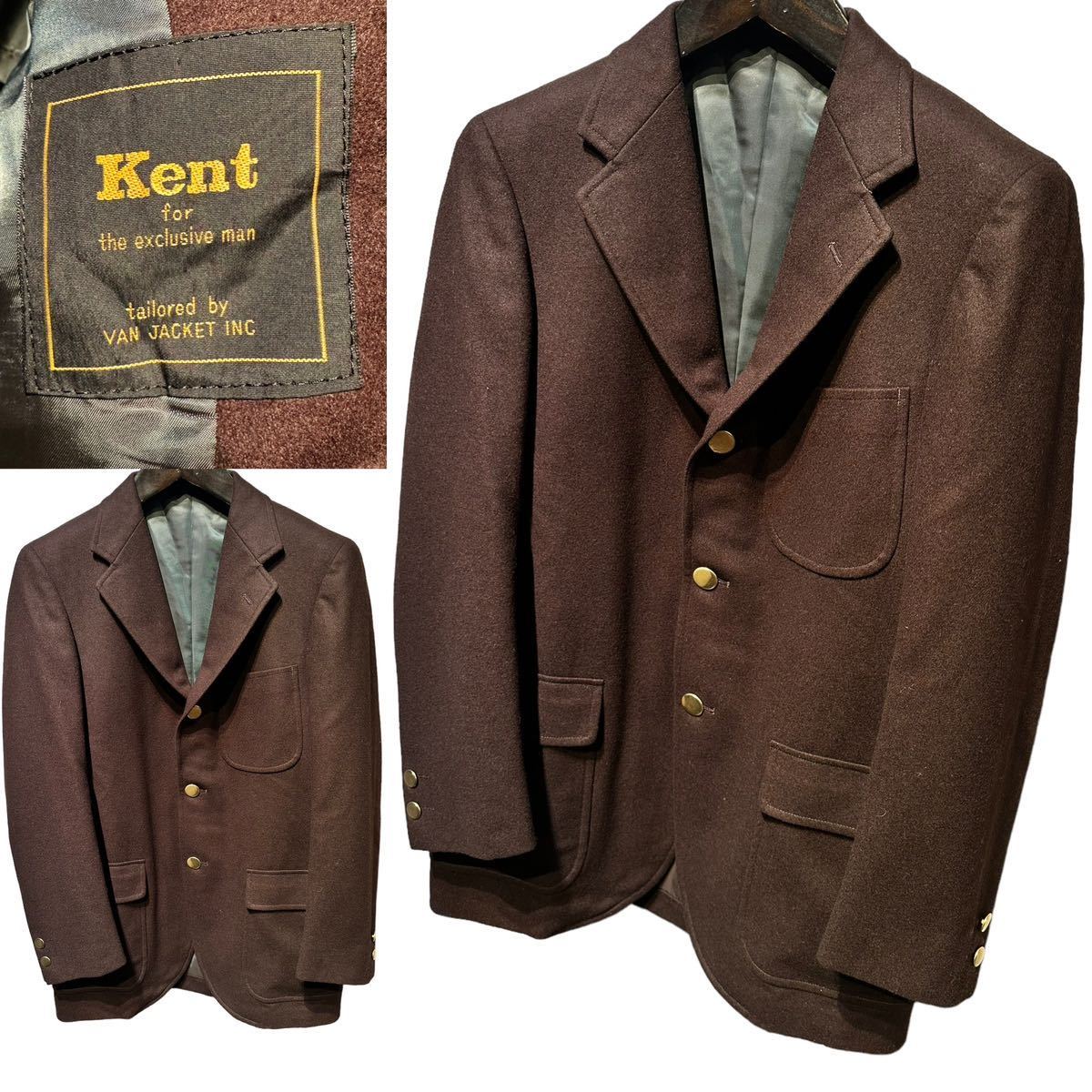 Kent van JAC ケント バン ジャック テーラードウールジャケット 3B 金ボタン ブラウン 茶 ブレザー 165〜170㎝(Sサイズ)｜売買されたオークション情報、yahooの商品 ...
