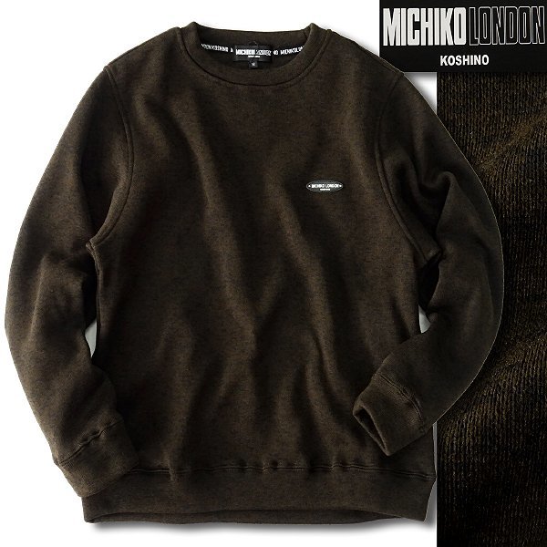 ミチコロンドン 秋冬 メランジ クルーネック ニット フリース LL 茶 3WML-R220M_BN MICHIKO LONDON ...