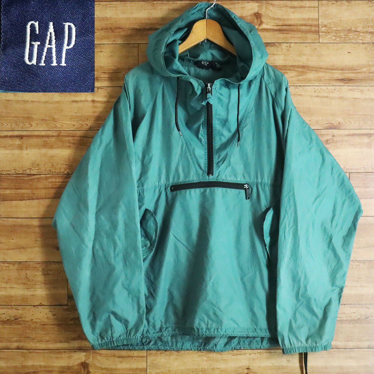 L6J/Y5.8-3 90s OLD GAP オールドギャップ アノラックパーカー ハーフジップ プルオーバー ナイロンジャケット L エメラルドグリーン(ジャンパー、ブルゾン)｜売買された ...