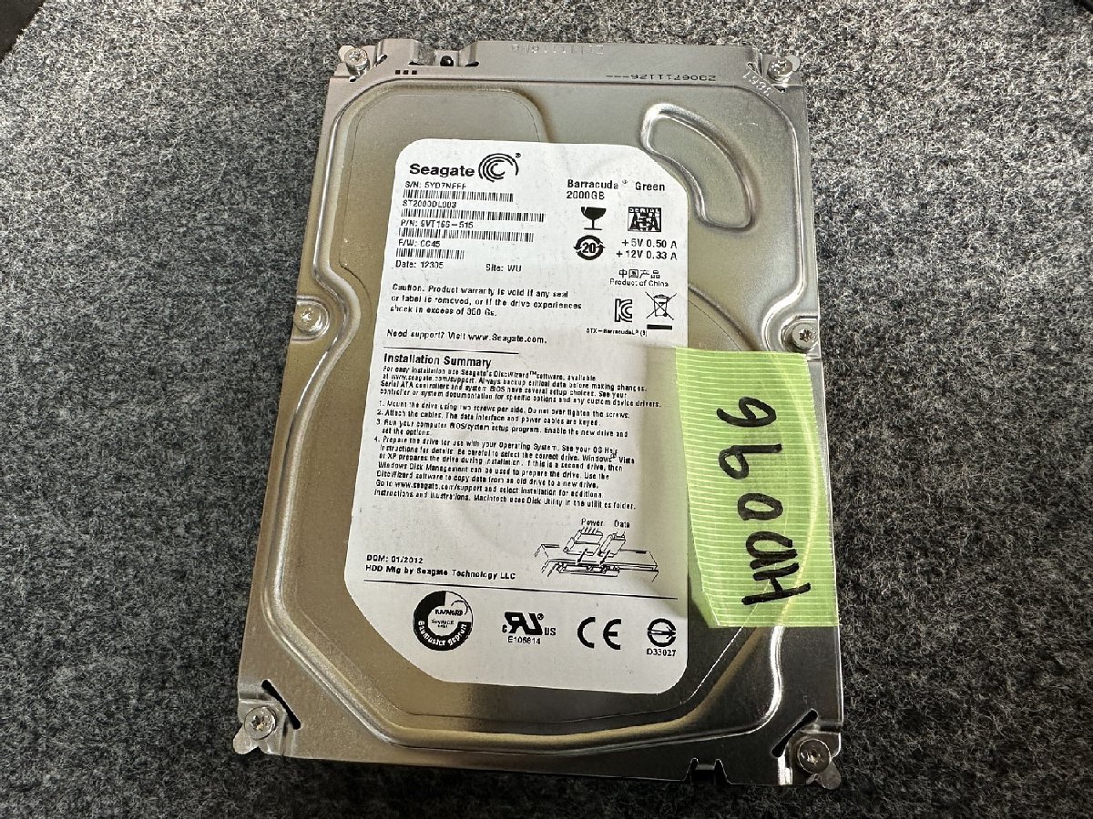 送60サイズ SEAGATE ST2000DL003-9VT166 2TB 使用9231時間 3.5インチSATA HDD 品(2TB ...