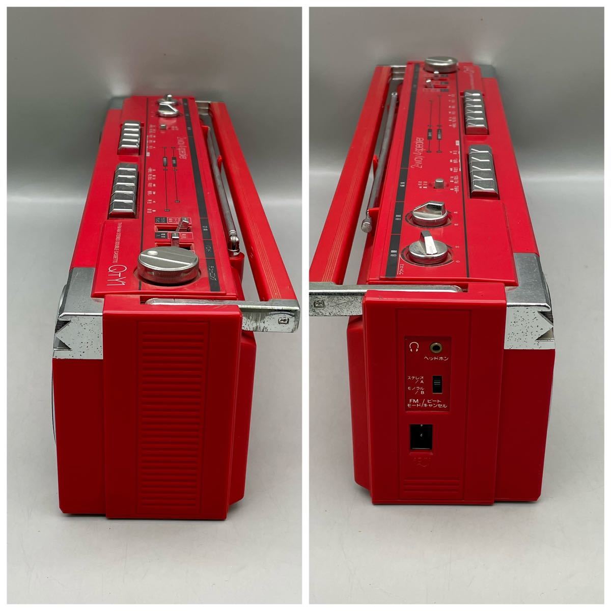 SHARP シャープ ダブル ラジオ カセット デッキ ラジカセ QT-Y1 赤 レッド 昭和 レトロ 当時物 電源ケーブル付き 音出し み レア(ラジカセ)｜売買されたオークション情報 ...