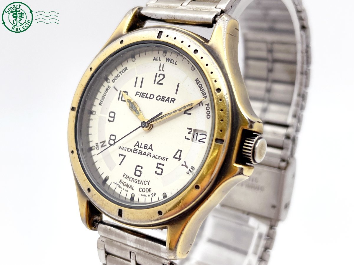 2401635455 ＃ SEIKO セイコー ALBAアルバ FIELD GEAR Y142-6020 クォーツ QZ 3針 デイト ...