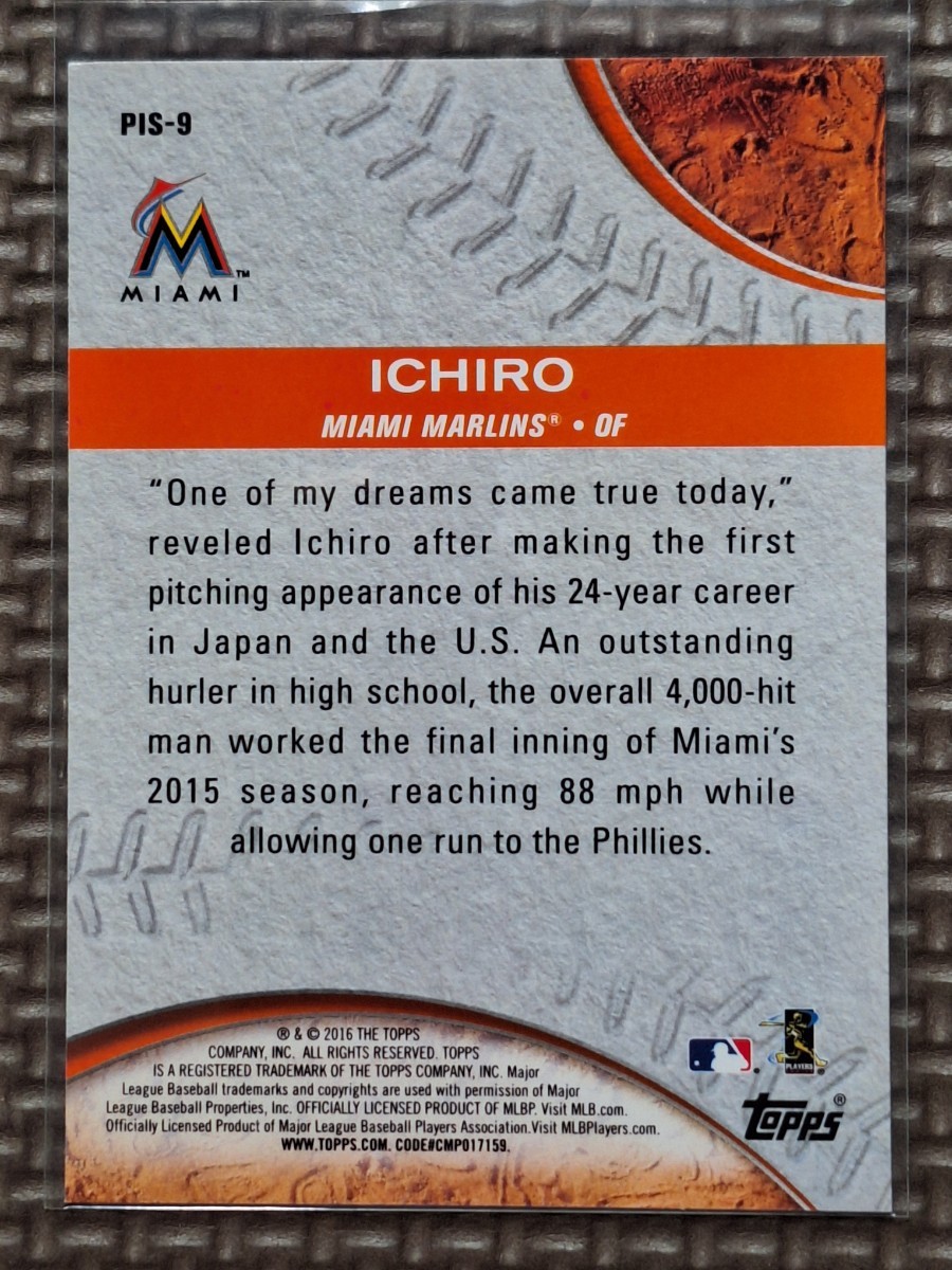 2016 Topps Series 1 #PIS-9 ICHIRO SUZUKI Pressed Into Service Miami ...