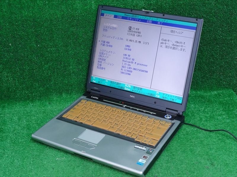G3010 NEC PC-LL900DD Pentium M 1.73GHz メモリ1GB HD無 15インチ DVD-ROM BIOS OK ...