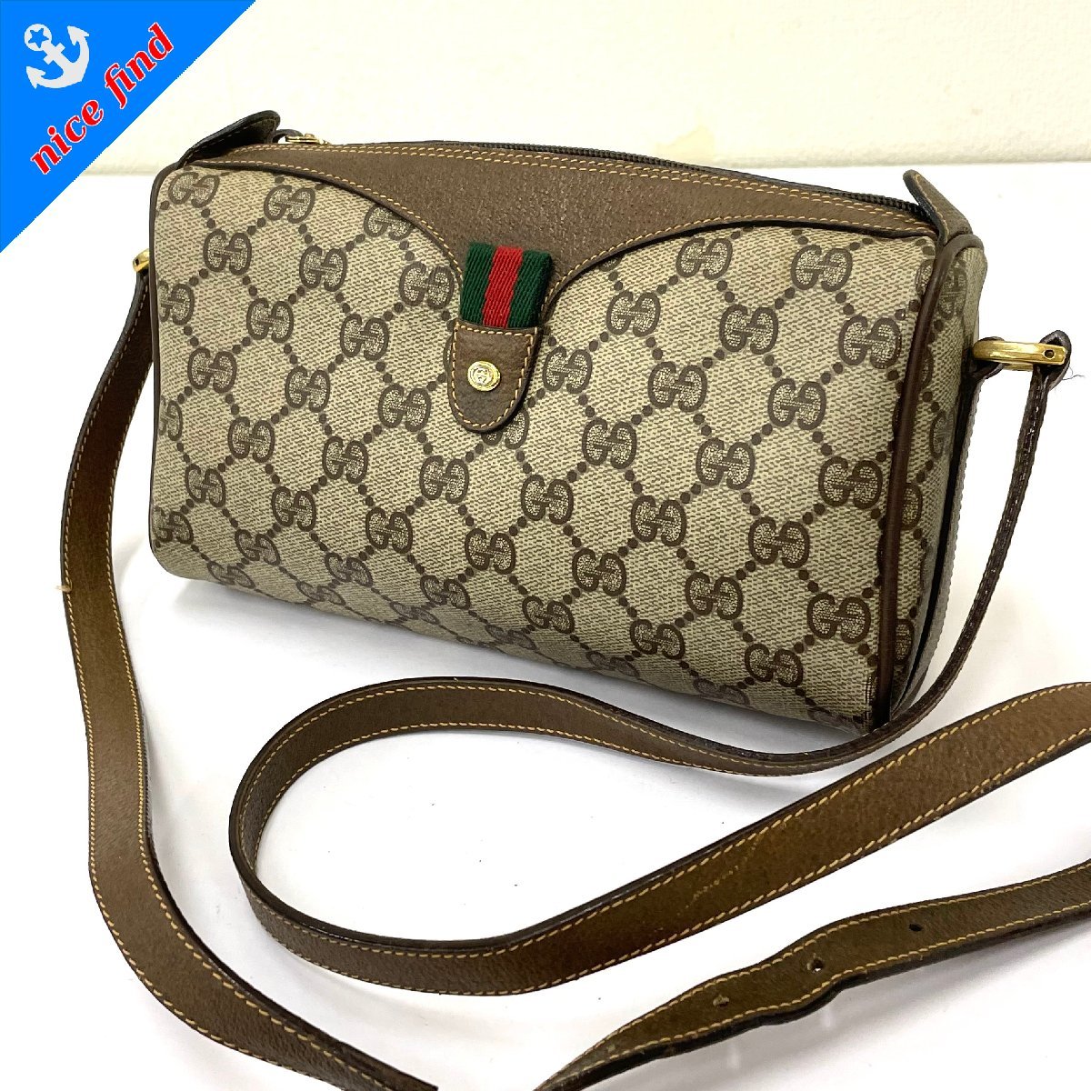 オールドグッチ GUCCI シェリーライン GG柄 89.02.018 ショルダーバッグ ブラウン PVC レザー レディース ヴィンテージ アクセコ(オールドグッチ)｜売買されたオークション ...