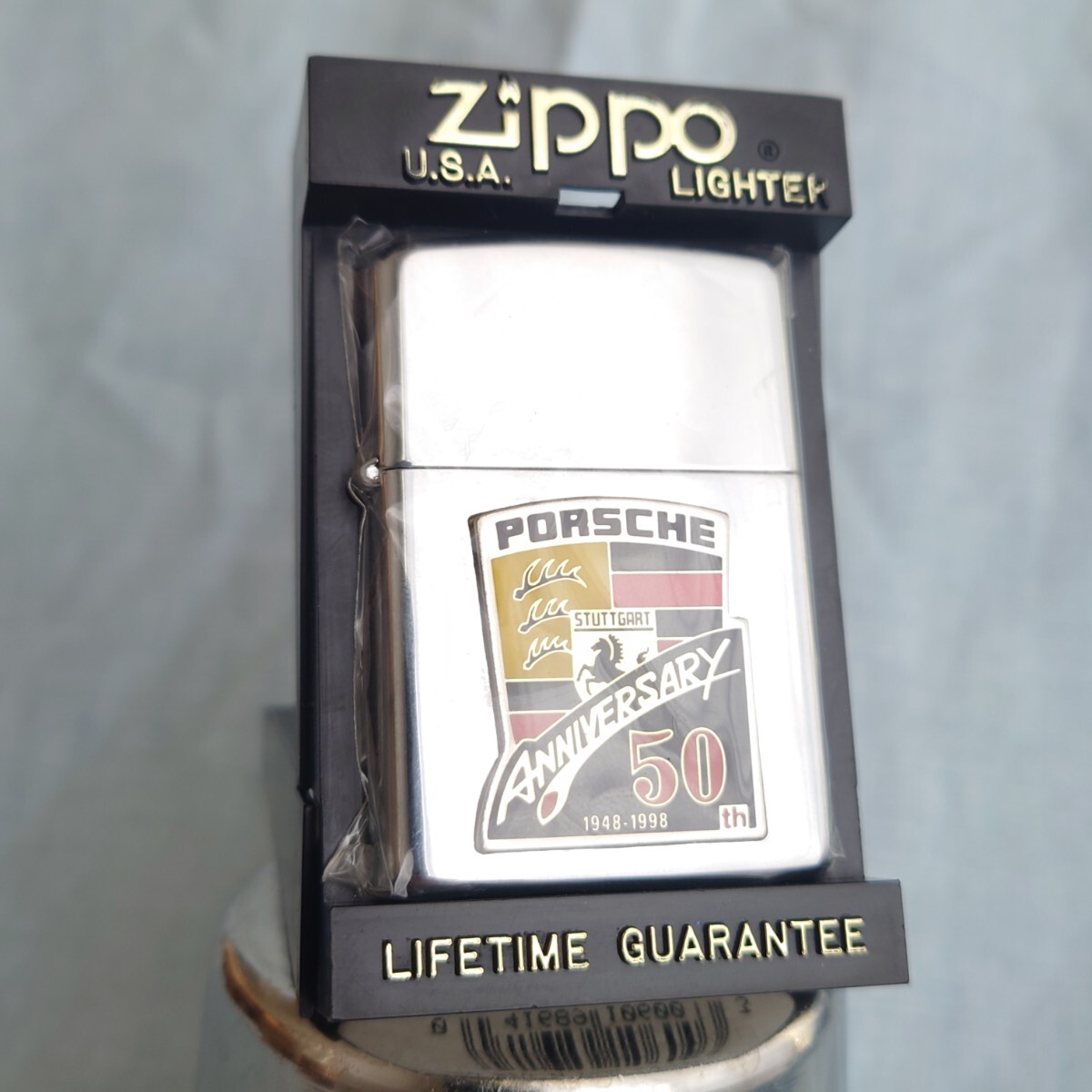1111円 ZIPPO PORSCHE 世界の名車 ポルシェ 50周年記念 ケース有り 取説 1998年製 SILVER Color ジッポ ...