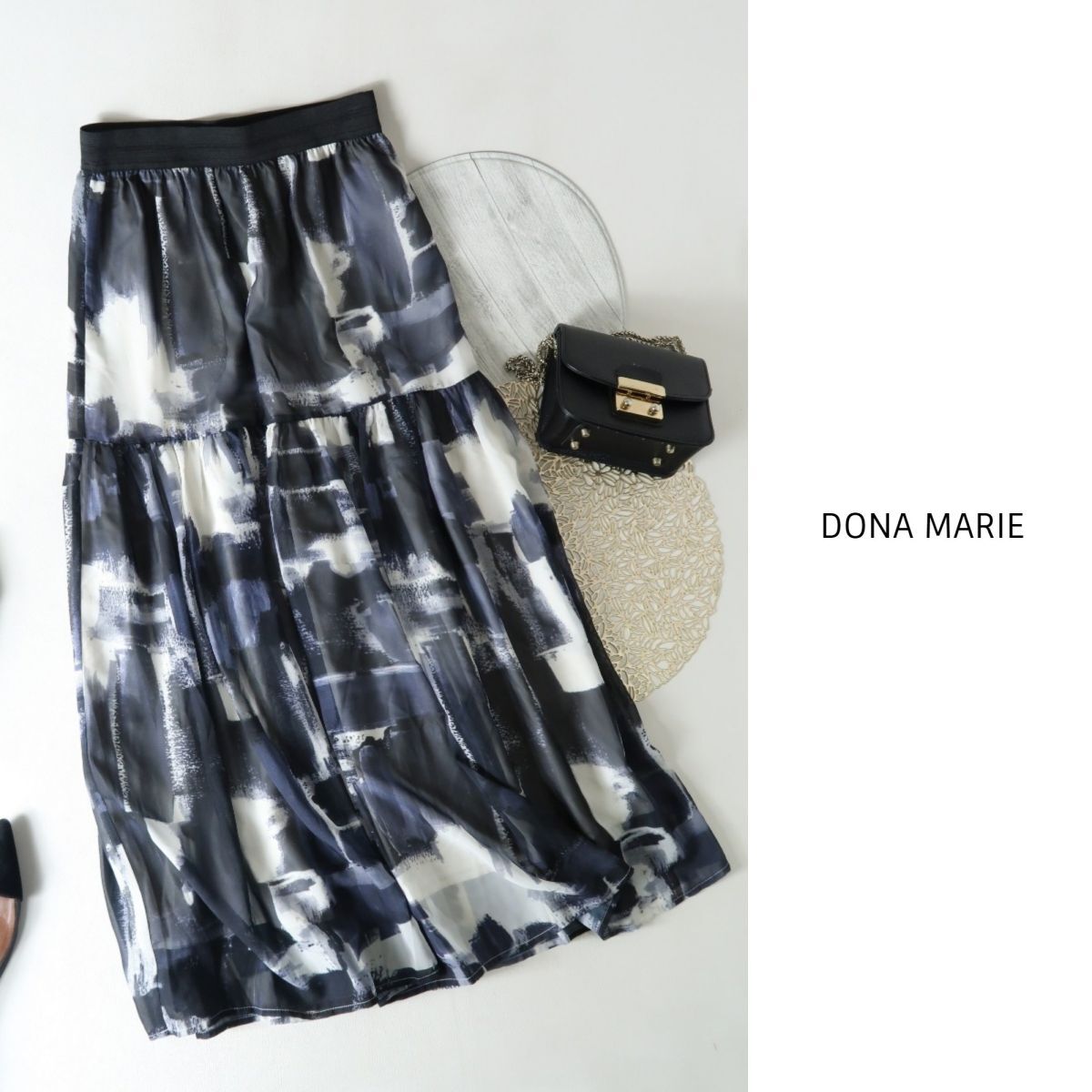 超 セレクトショップ購入/ドナ マリーDONA MARIE 洗える ウエストゴム プリントスカート 38サイズ E-M 1504(スカート ...