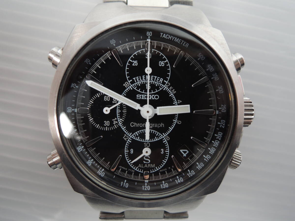 SEIKO セイコー CHRONOGRAPH クロノグラフ TELEMETER TT32-9000 メンズ 腕時計 ブラック文字盤 動作未確認 ...