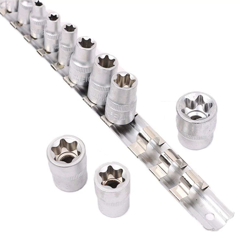 E型トルクスソケット 11点セット E4 E5 E6 E7 E8 E10 E12 E14 E16 E18 E20 星型 花型 レール ホルダー E型 トルクス ソケット レンチ(ソケットレンチ ...