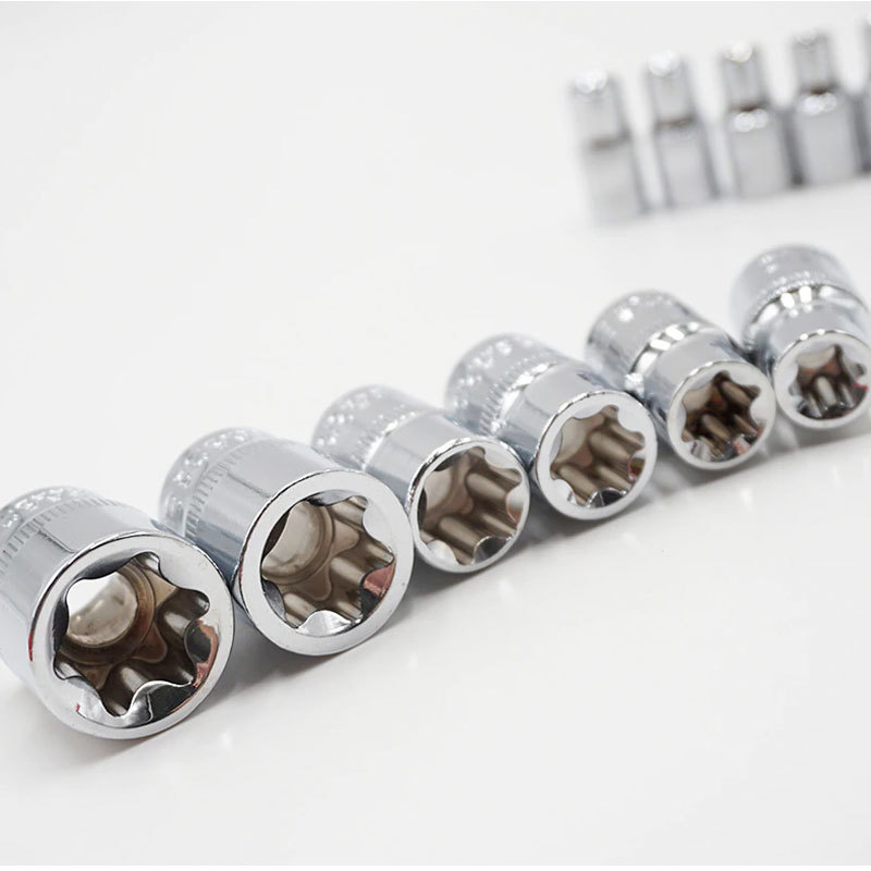 E型トルクスソケット 11点セット E4 E5 E6 E7 E8 E10 E12 E14 E16 E18 E20 星型 花型 レール ホルダー E型 トルクス ソケット レンチ(ソケットレンチ ...