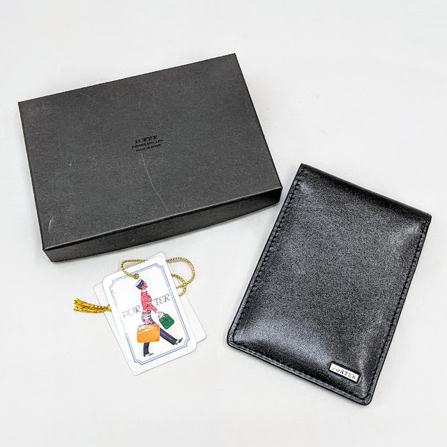12022b 品 PORTER ポーター 定期入れ パスケース カードケース 黒/ブラック レザー 箱有り 吉田カバン メンズ レディース ...