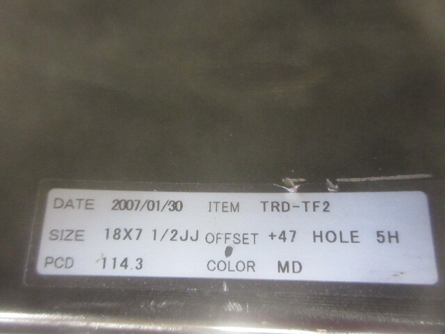 TRD TF2 RAYS アルミ 18インチ 18X7.5J +47 5H PCD114.3 2019年製3本:2022年製1本 225 ...