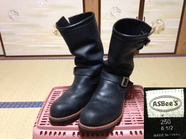 ASBee'S エンジニアブーツ 25cm 8 1/2 黒 レザー アスビー(25.0cm)｜売買されたオークション情報、yahooの商品情報をアーカイブ公開 - オークファン（aucfan.com）