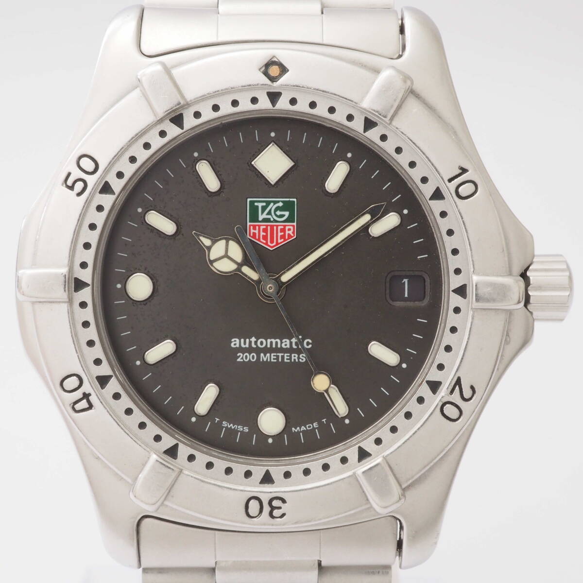 タグ ホイヤー オートマチック 669.206F 3.90 TAG HEUER AUTOMATIC 200M デイト 25石 SS 自動巻 黒 ...