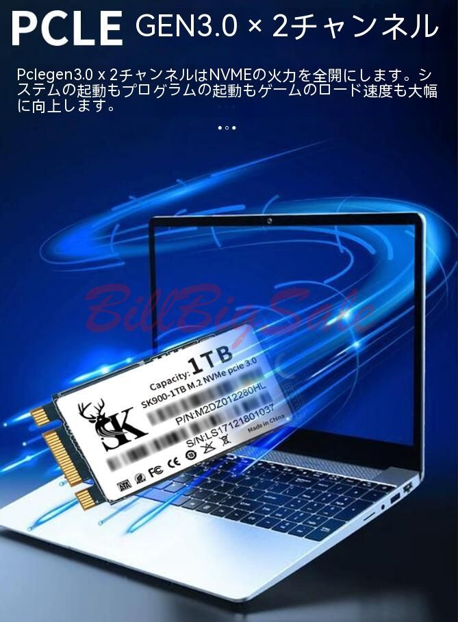 WWANスロット 256GB M.2 2242 NVMe SSD Thinkpad X280 T480 P51 P52 Dell 3510 ...