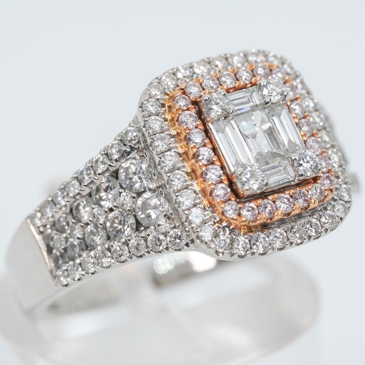 1円〜 D0.93/PD0.10ct K18WG YG 6.1g ♯12 鑑定付 天然ダイヤモンド Natural Diamond 750 ...