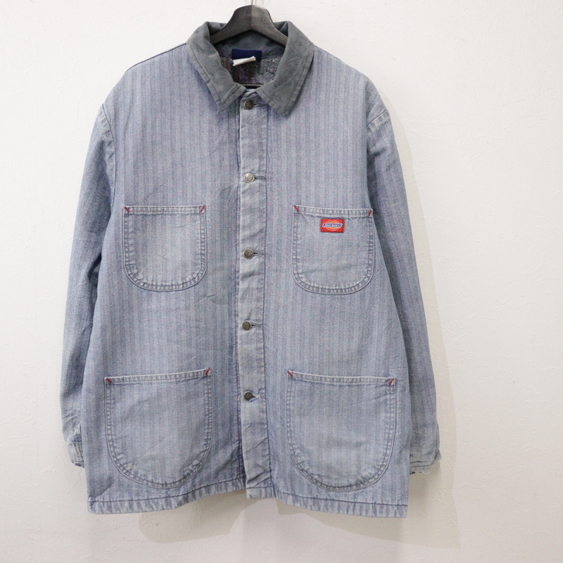 T364 2000年代製 Dickies ディッキーズ カバーオール 00s 表記Lサイズ ブルー 青 ヘリンボーン 裏地ブランケット ワーク アメカジ 古着(ジャケット、上着)｜売買された ...