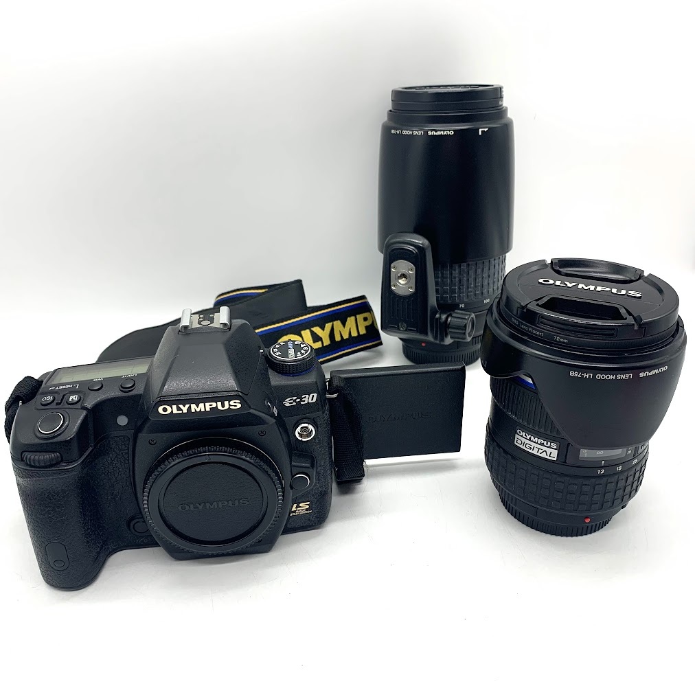 S-14 一眼レフ/レンズ3品 OLYMPUS NO.E-30 ZUIKO SUPER SONIC WAVE DRIVE 12-60mm 1:2.8-4 Φ72 50-200mm 1:2.8 ...