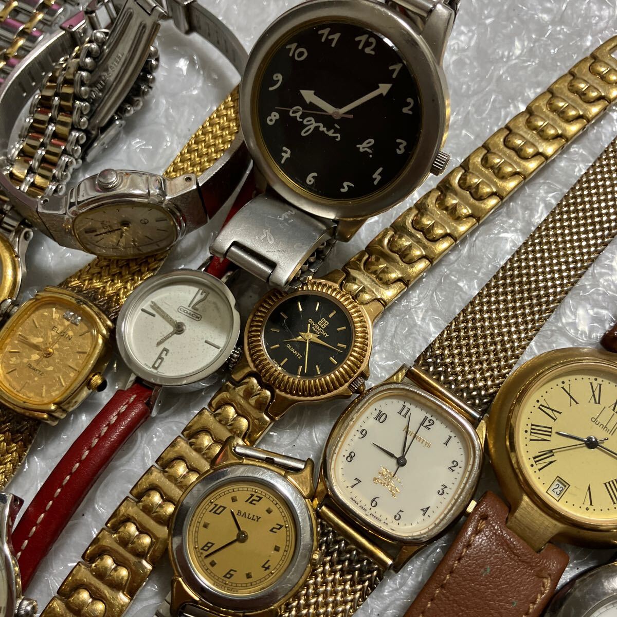 DUNHILL/Burberry's/GIVENCHY/coach/BALLY/ELGIN/agnis b/SKAGEN/Benetton等 ブランド腕時計まとめ売り 15点セット ジャンク ...